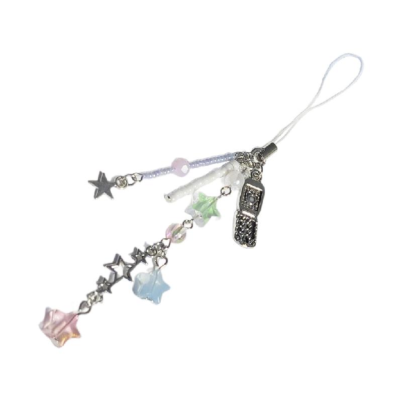 Aellinatey Star and Flip Phone Shaped Mobile Charm Detachable Keychain ...