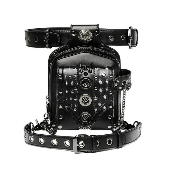 Aellinatey Steampunk Waist Bag Fanny Pack Fashion Gothic Leather ...
