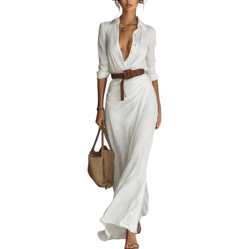 Aellinatey Stretchy Shirt Dress Classical Color Professional Women ...
