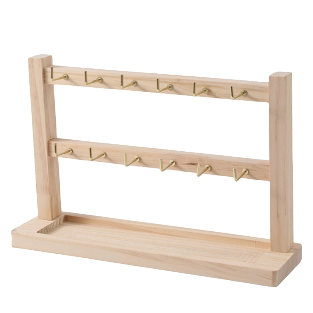 Aellinatey Sturdy Wood Keychain Holder Display Stand Space Saving ...