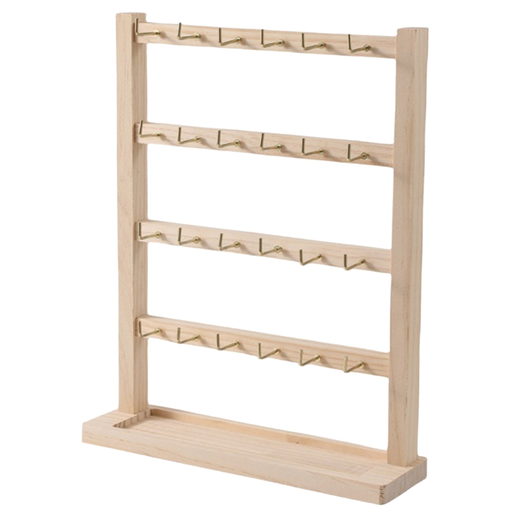 Aellinatey Sturdy Wood Keychain Holder Display Stand Space Saving ...