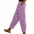 Aellinatey Stylish High Waist Pants For Women Side Button Pocket Design ...