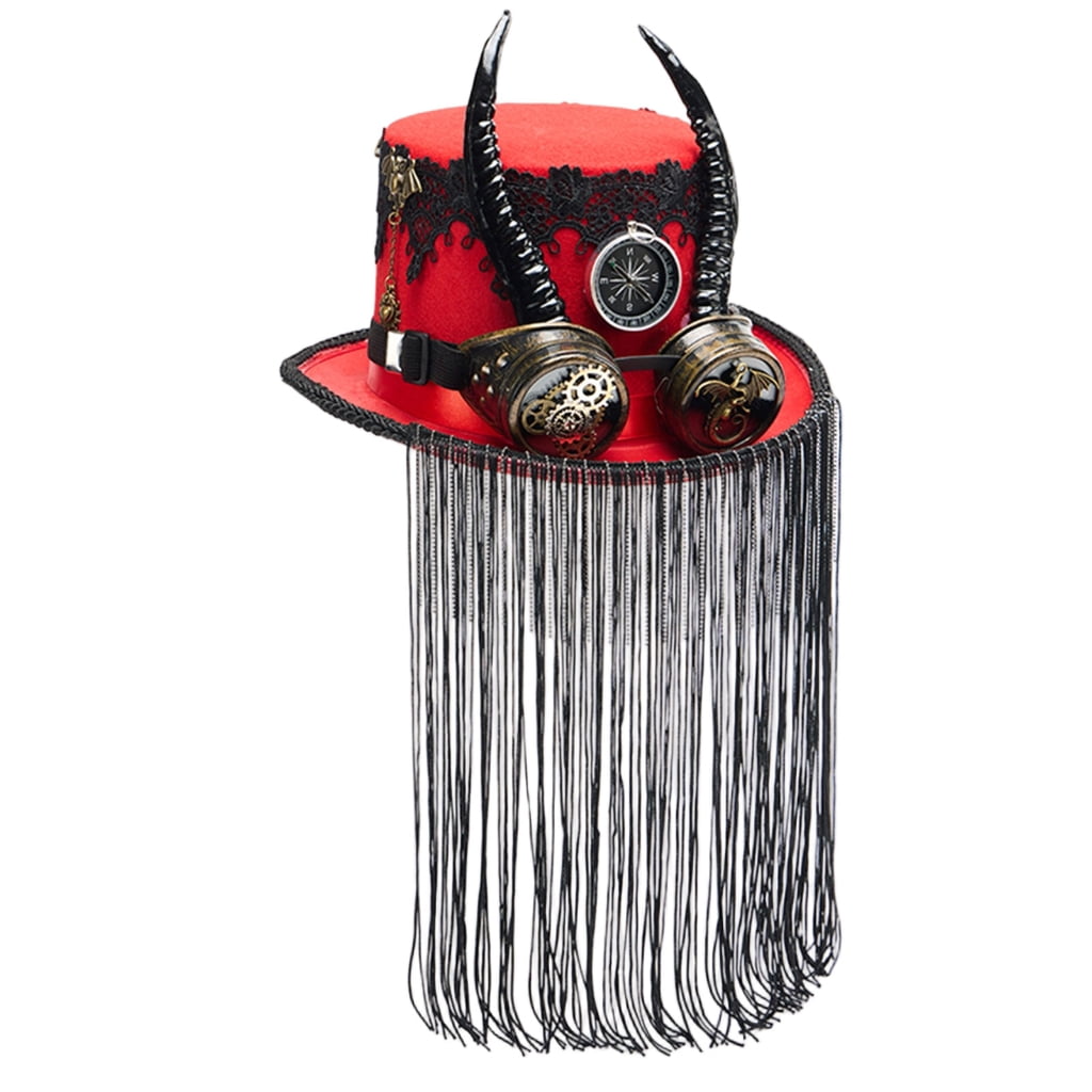 Aellinatey Stylish Steampunks Goat Horn Hat With Functional Goggle And ...