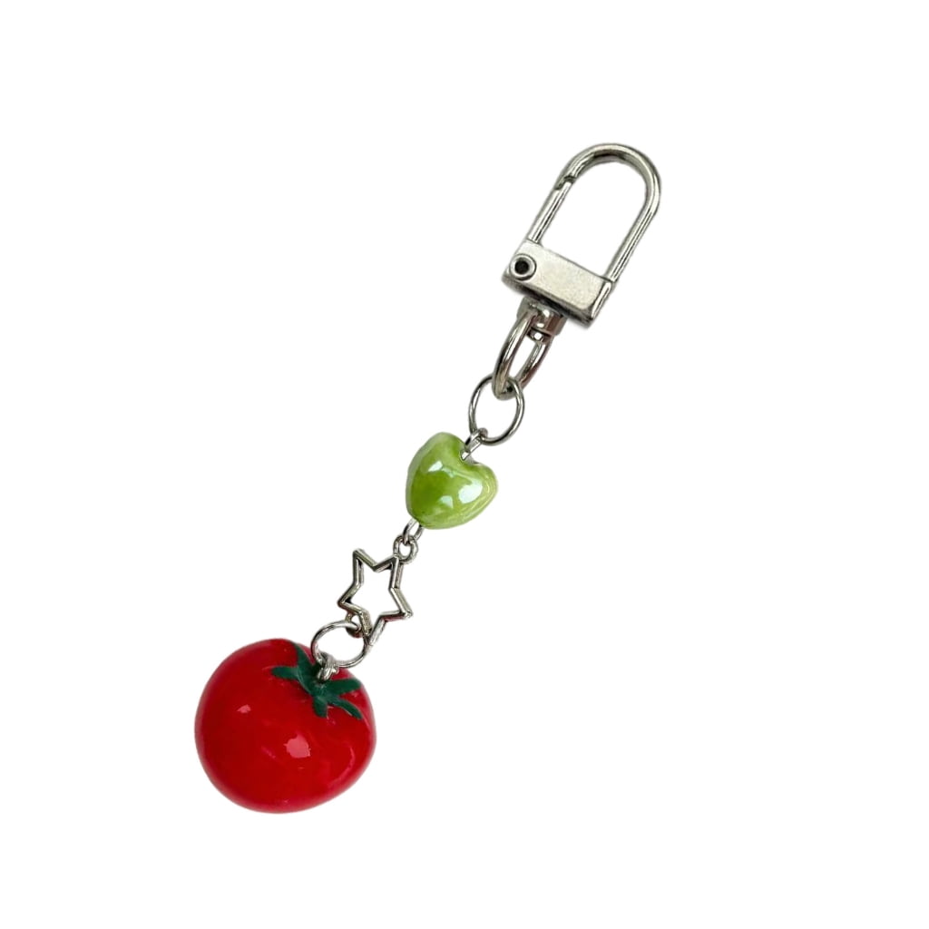 Aellinatey Stylish Tomato Designs Keychain with Girl Accessory and Leaf ...