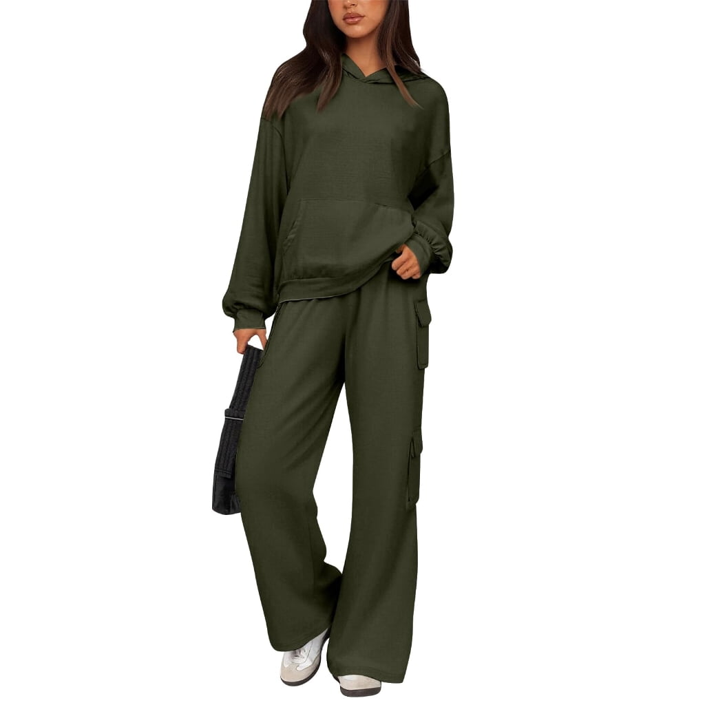 Aellinatey Sweatsuits Women 2 Piece Outfit Oversized Hoodie Wide Leg ...