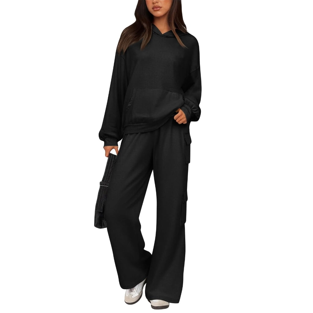 Aellinatey Sweatsuits Women 2 Piece Outfit Oversized Hoodie Wide Leg ...