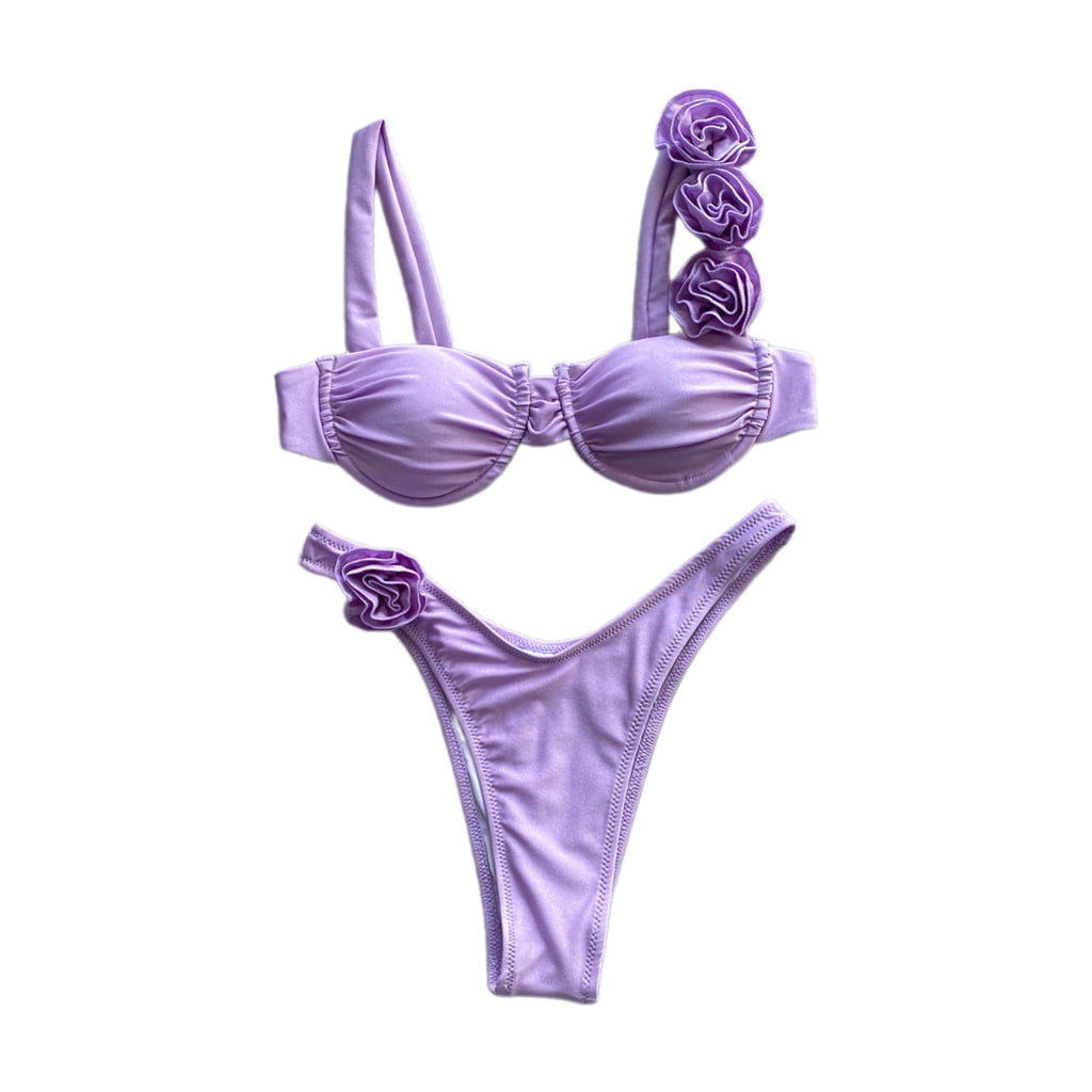 Aellinatey Two Pieces Swimming Costume 3D Flower Bikinis Swimsuit ...