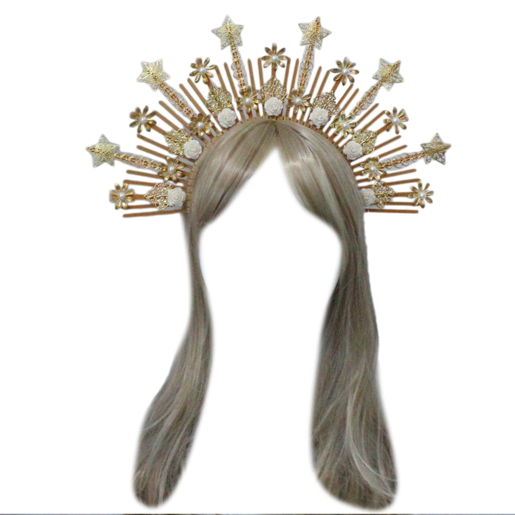 Aellinatey Vintage Tiaras for Goddess Women Halo Crown DIY Princess ...