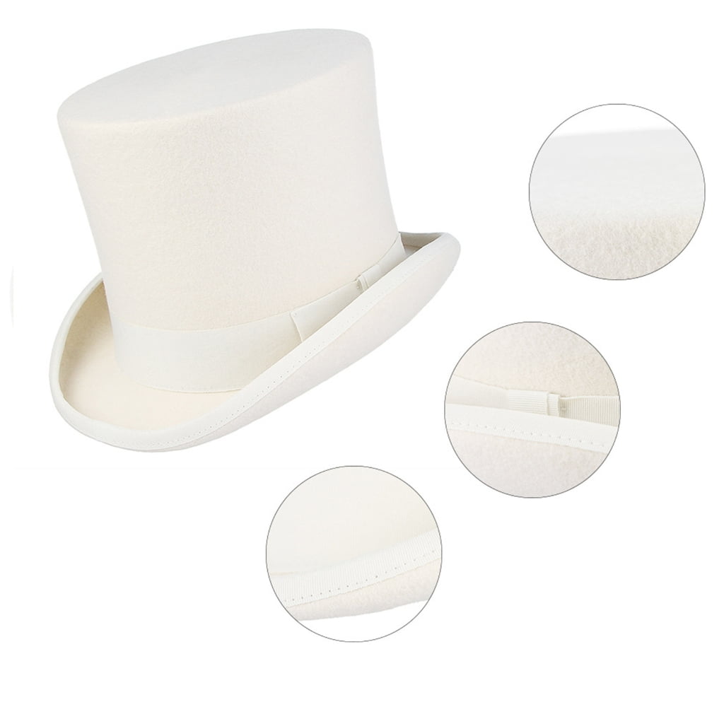 Aellinatey White Fedora Western Short Brim Hat Victorian Age Women Men ...