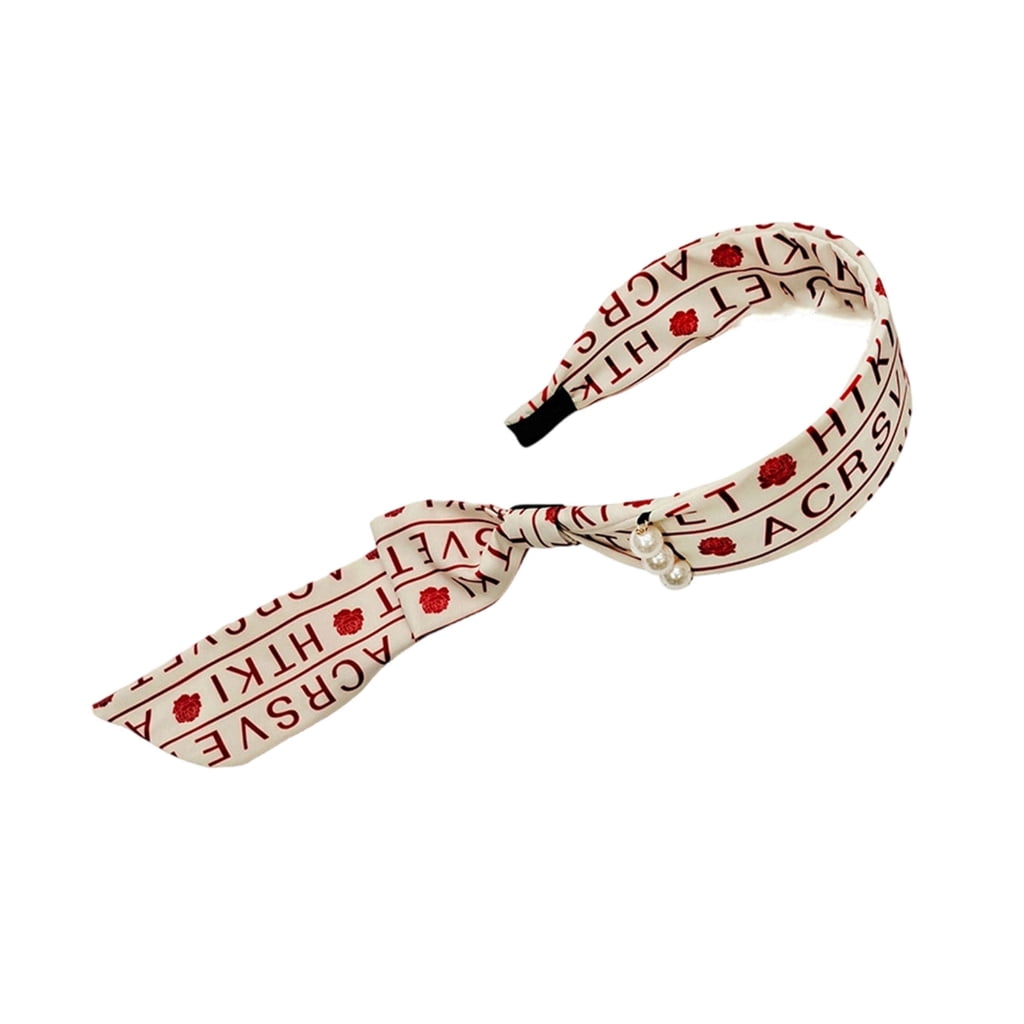 Aellinatey Wide Band Headwear with Ribbon Pearls for Women Fabric ...