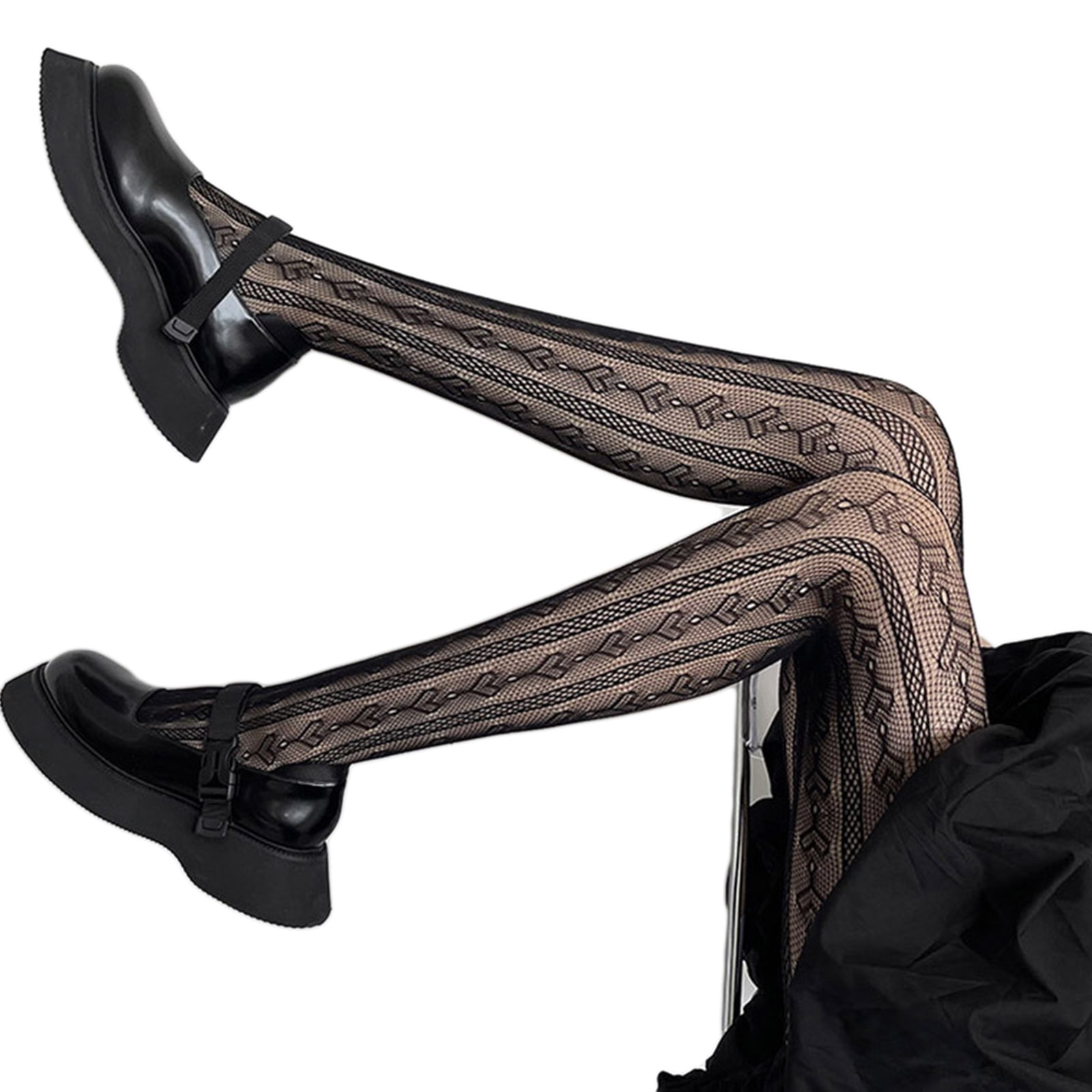 Aellinatey Women Dark Gothic Lolita Fishnet Pantyhose Japanese Lolita ...