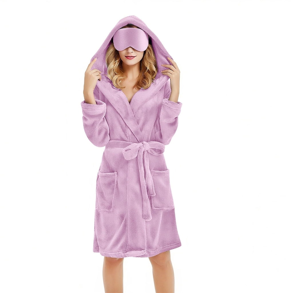 Aellinatey Women Flannel Nightgown with Eye Mask Cozy Plush Warm Winter ...