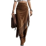Aellinatey Women Fringe Suedes Skirt Streetwear Patchwork Casual Skirt ...
