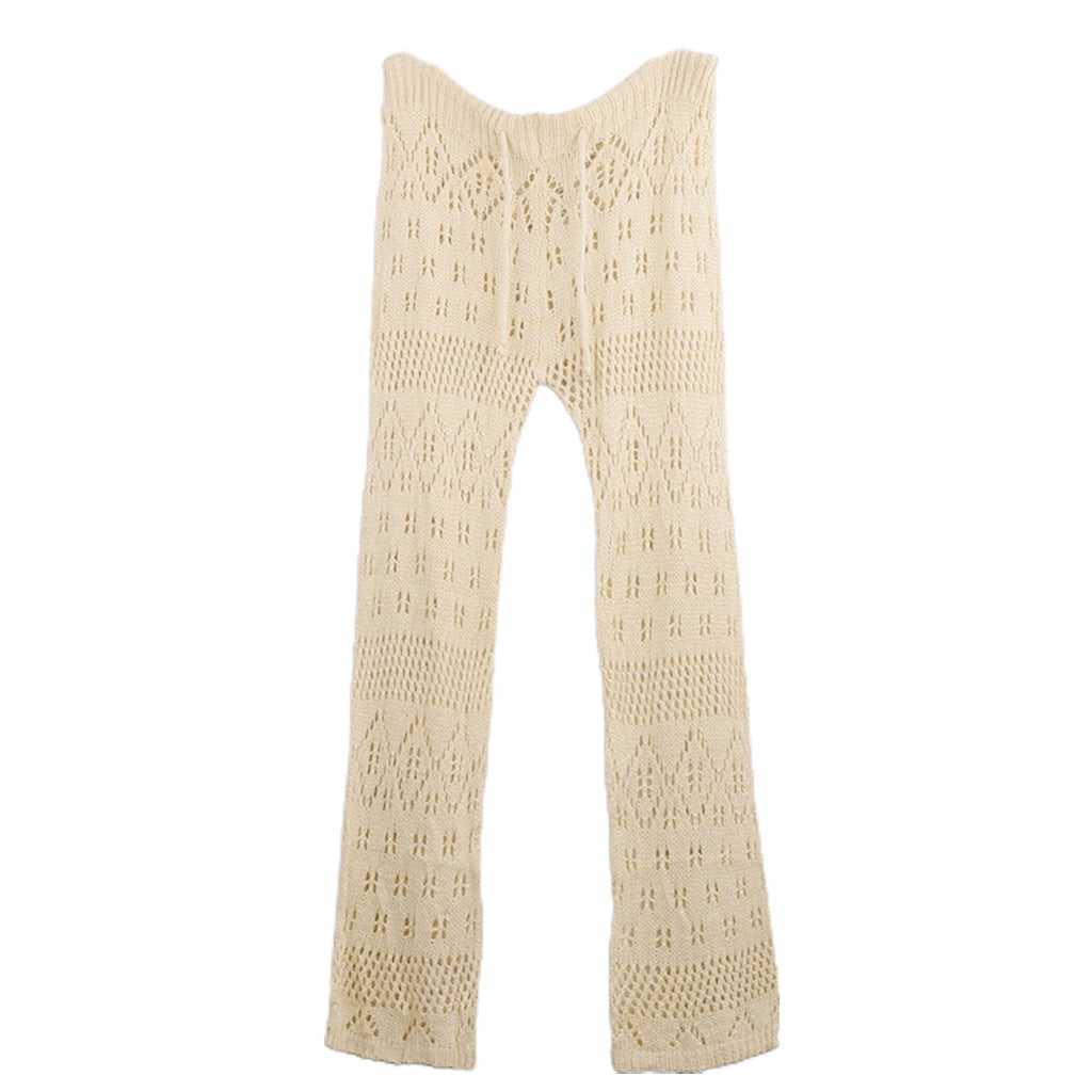 Aellinatey Women Hollow Out Mesh Pants Beach Swimsuit Cover Up Crochet ...
