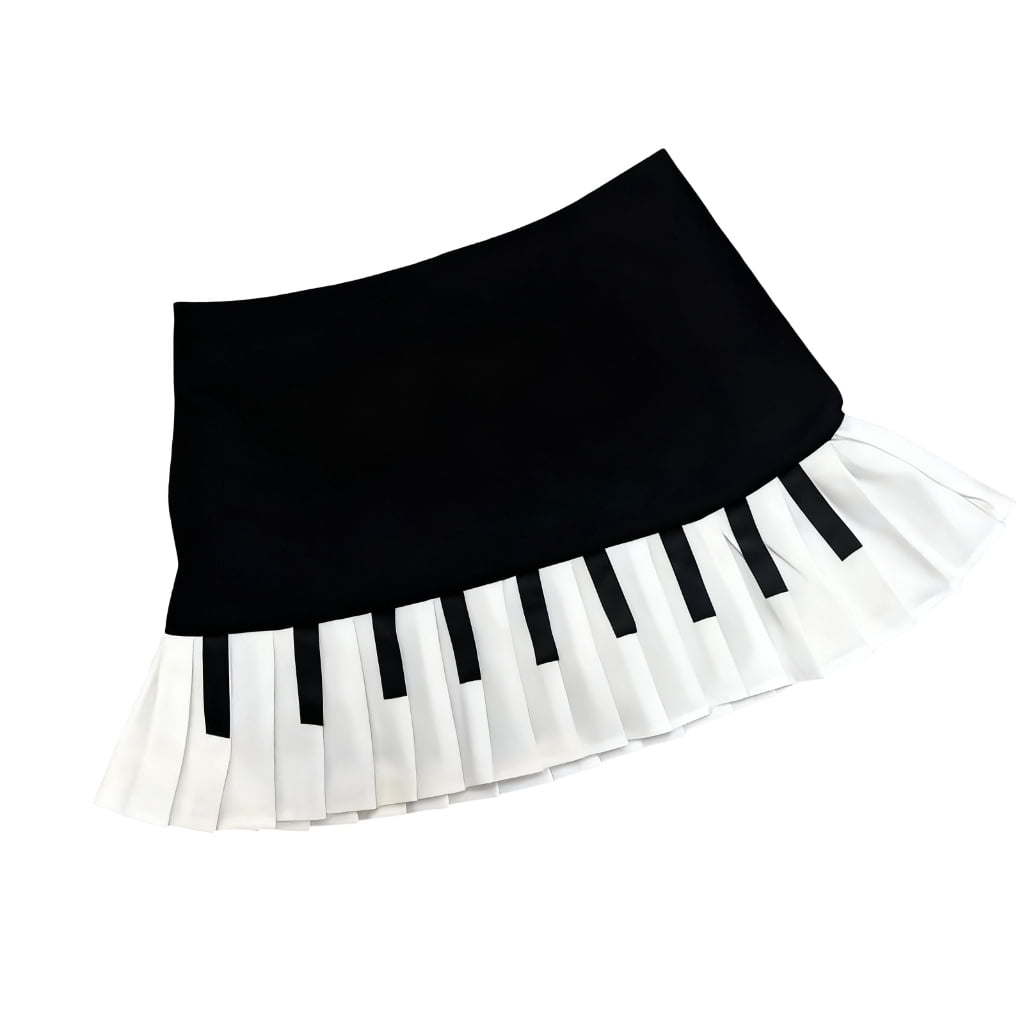Aellinatey Women Piano Pleated Skirt High Waist Flared A Line Black ...