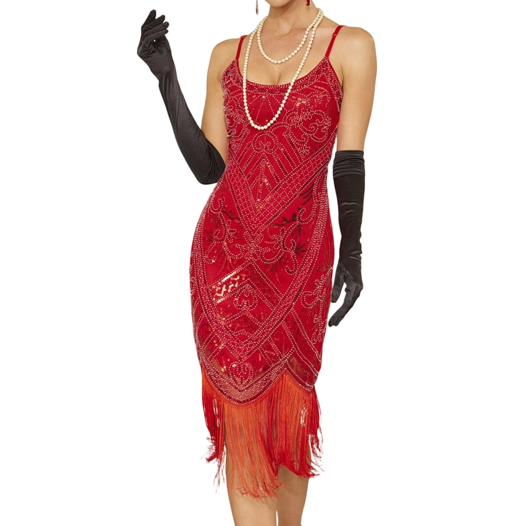 Aellinatey Women Retro Flapper Dresses 1920S Great Gatsby Fringed Dress ...