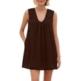 Aellinatey Women Sleeveless Dress Neck Loose Fit Dresses Party Ruched ...