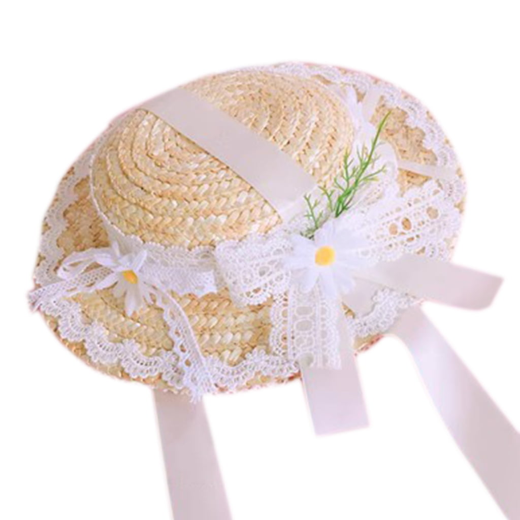 Aellinatey Women Straw Cap Rural Tea Party Sun Hat Lace Flower ...