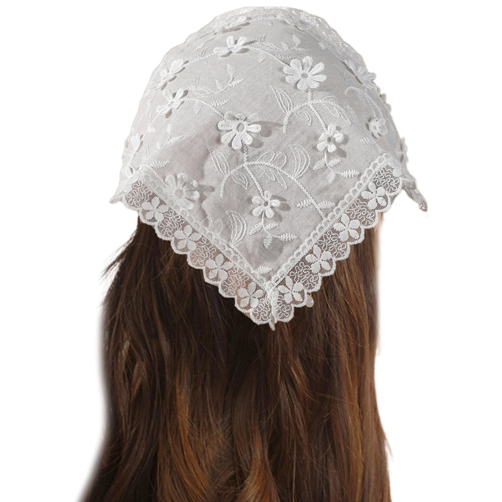 Aellinatey Women Sunproof Lace Triangle Headband Cute Flower Pattern ...