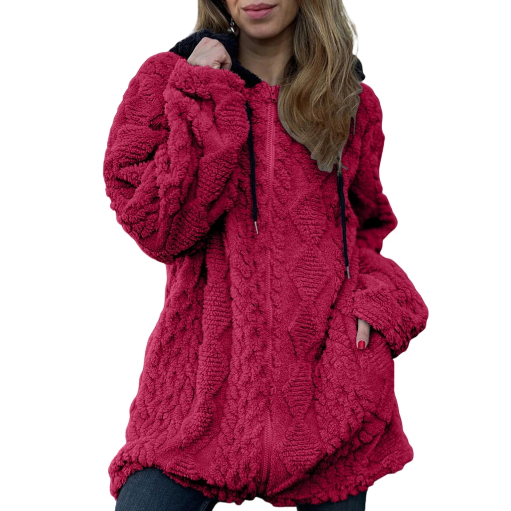 Aellinatey Women's Arctic Fleece Zipper Long Sleeve Large Size Warm ...