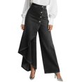 Aellinatey Women's Button Detail Skirted Pants Loose Wide Leg Side ...