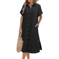 Aellinatey Women's Casual Short-Sleeve Button-Up Shirt Dress Beach ...