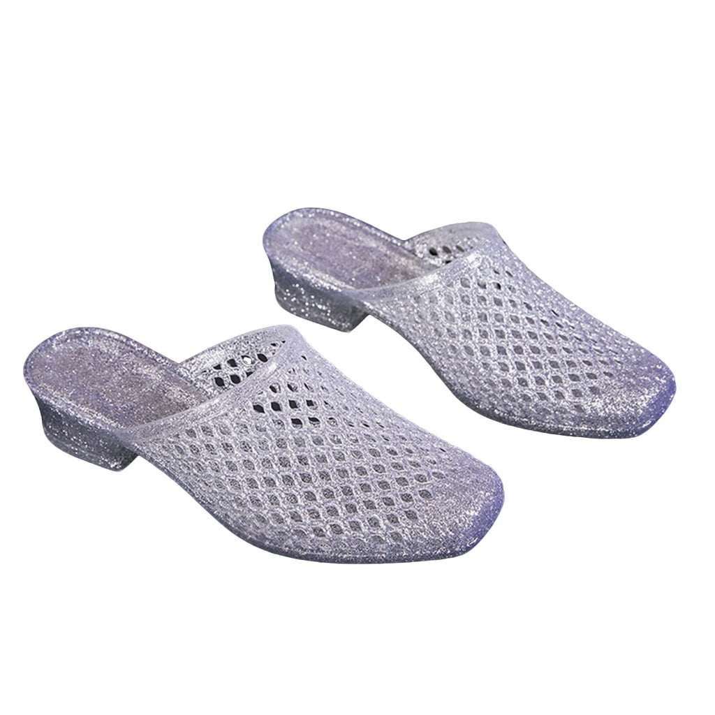 Aellinatey Women's Clear Jelly Block Heel Slip On Sandals Closed Toe ...