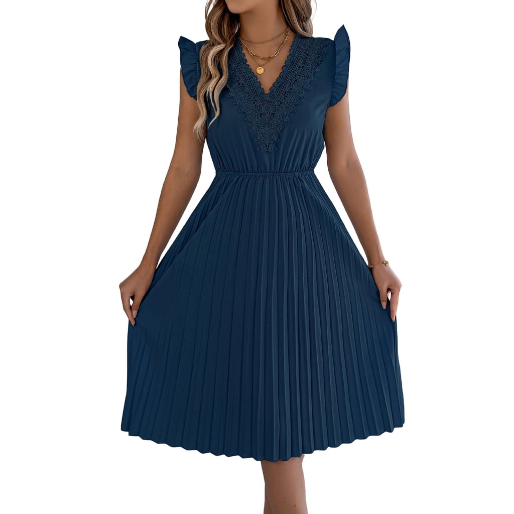 Aellinatey Women's Elegant Ruffle Sleeve Dress Semi-Formal Bohemian ...