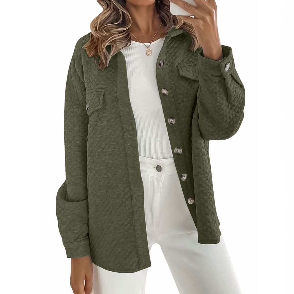 Aellinatey Women's Fall Casual Long Sleeve Button Down Loose ...