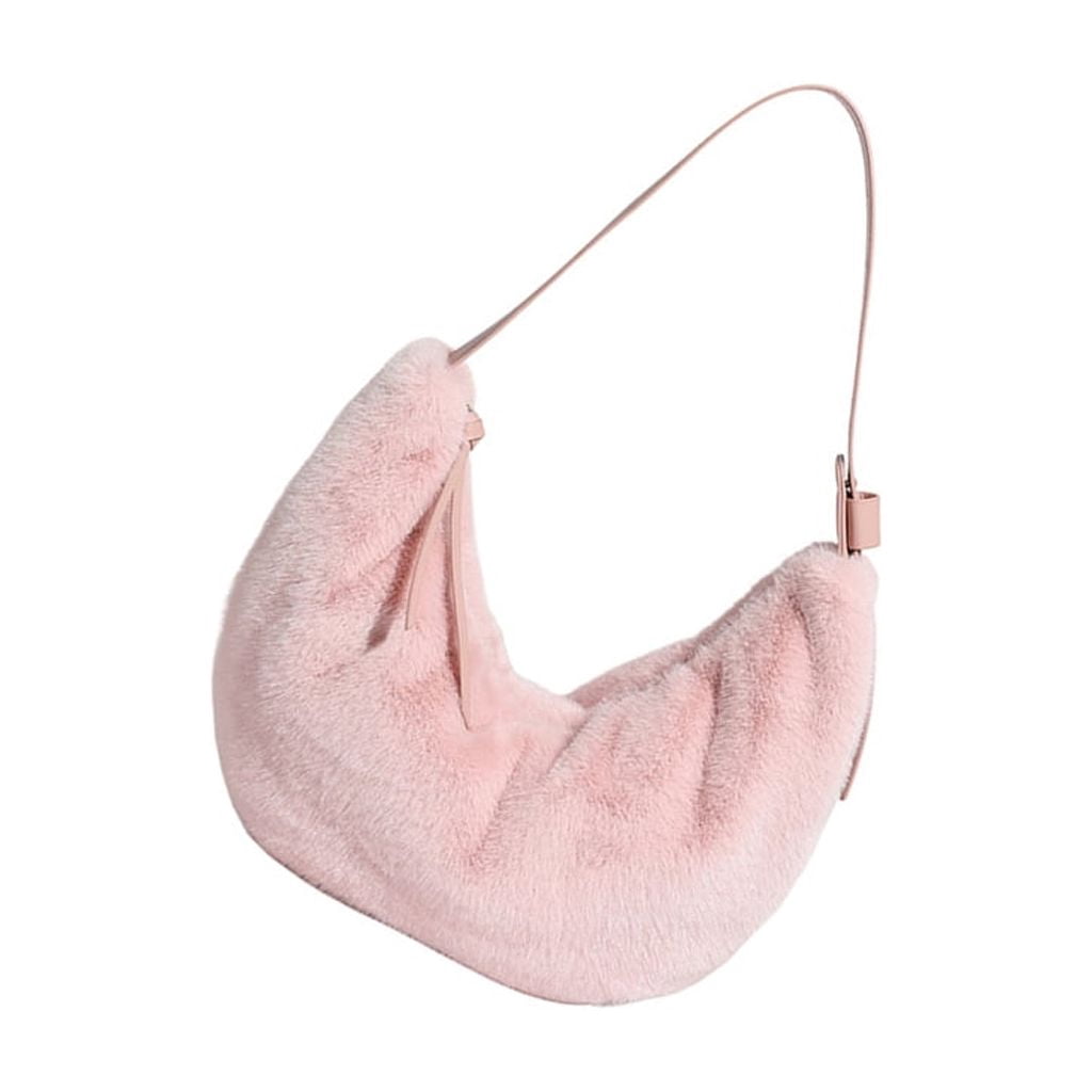 Aellinatey Women’s Fuzzy Moon Shape Crossbody Bag Soft Faux Furs Winter ...