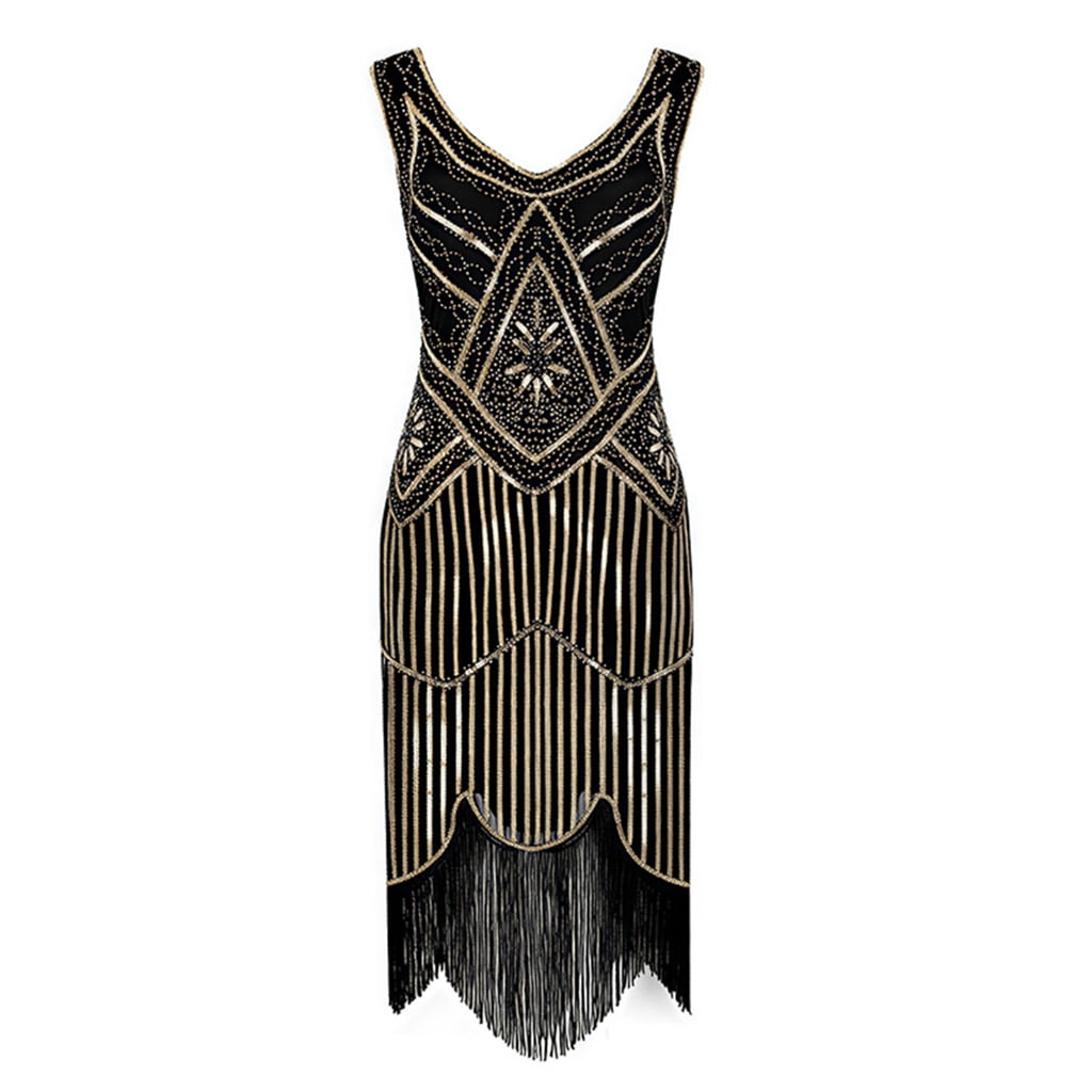 Aellinatey Women's Glitter Fringe Dress with Beading and Shimmering ...