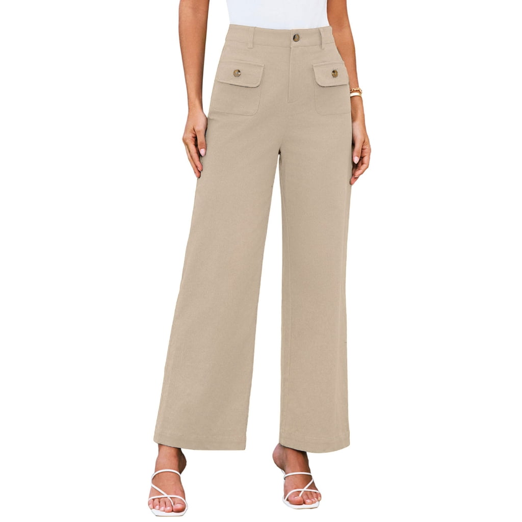 Aellinatey Women's High Waist Wide Leg Stretch Pants Formal Business ...