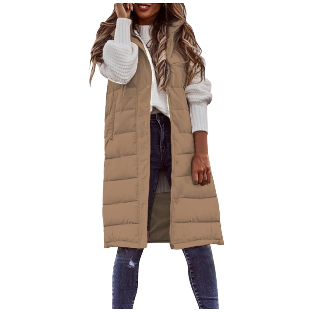 Aellinatey Women's Lightweight Zipper Sleeveless Long Vest Winter ...
