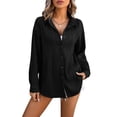 Aellinatey Women's Long-Sleeve V-Neck Striped Shirt Stretch Casual Plus ...