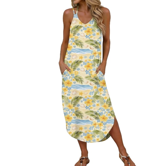 Aellinatey Women's Swimsuit Beach Cover Up Dress V Neck Swimwear A Line ...