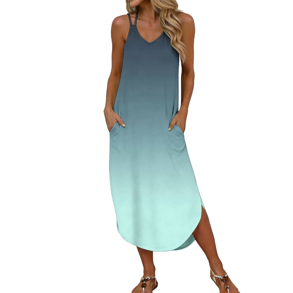 Aellinatey Women's Swimsuit Beach Cover Up Dress V Neck Swimwear A Line ...