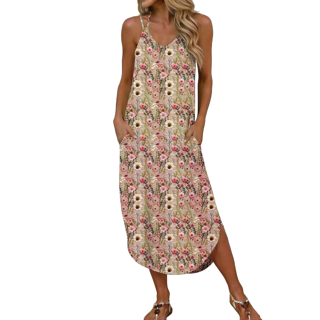Aellinatey Women's Swimsuit Beach Cover Up Dress V Neck Swimwear A Line ...