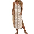 Aellinatey Women's Swimsuit Beach Cover Up Dress V Neck Swimwear A Line ...