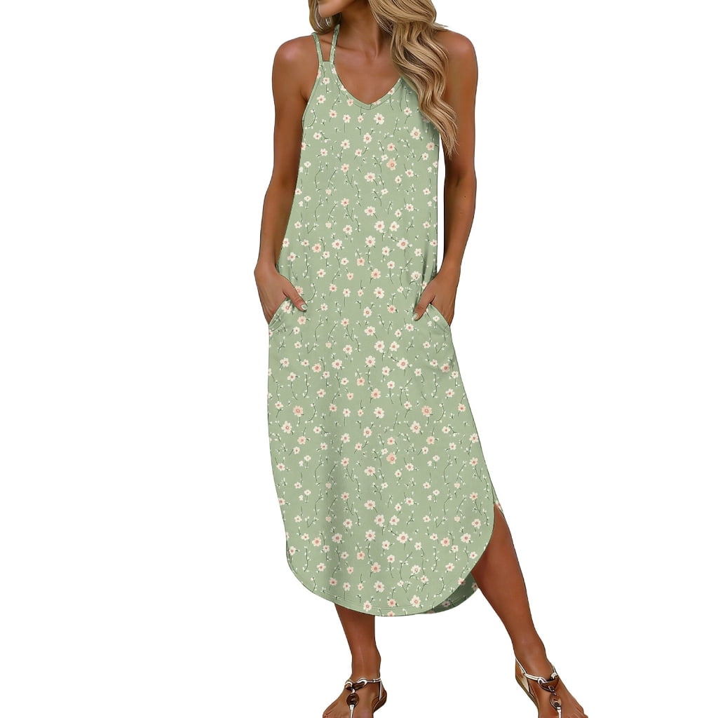 Aellinatey Women's Swimsuit Beach Cover Up Dress V Neck Swimwear A Line ...