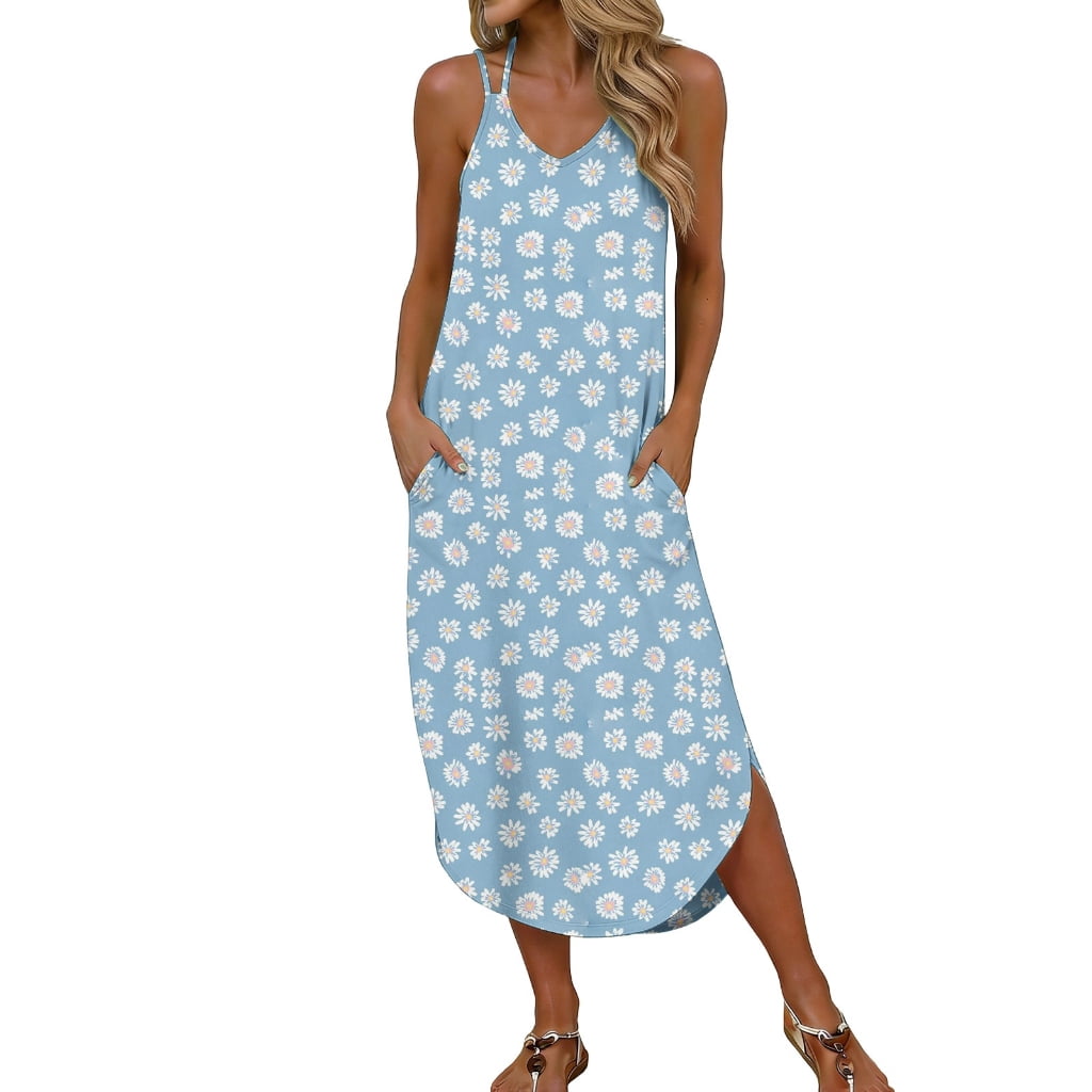 Aellinatey Women's Swimsuit Beach Cover Up Dress V Neck Swimwear A Line ...