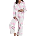 Aellinatey Women's Valentine's Day Pajama Set: Satin Heart Print Button ...