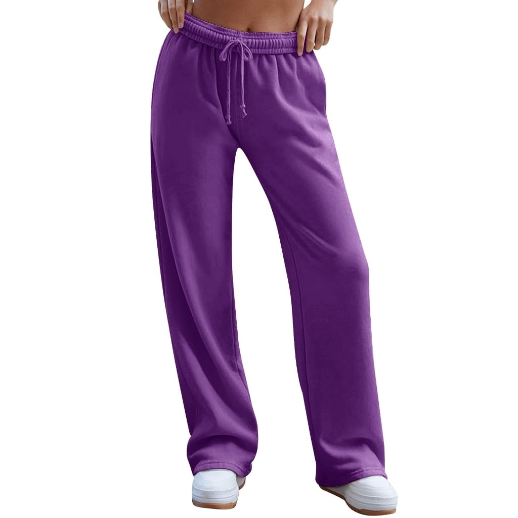 Aellinatey Women's Wide Leg Sweatpants Trendy Interior Drawstring Baggy ...