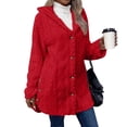 Aellinatey Women's Wool Jacket Button-Down Jacket Hooded Side-Open ...