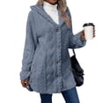 Aellinatey Women's Wool Jacket Button-Down Jacket Hooded Side-Open ...