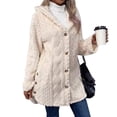 Aellinatey Women's Wool Jacket Button-Down Jacket Hooded Side-Open ...
