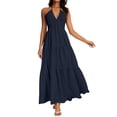 Aellinatey Women's backless halter dress, deep V-neck long dress, A ...
