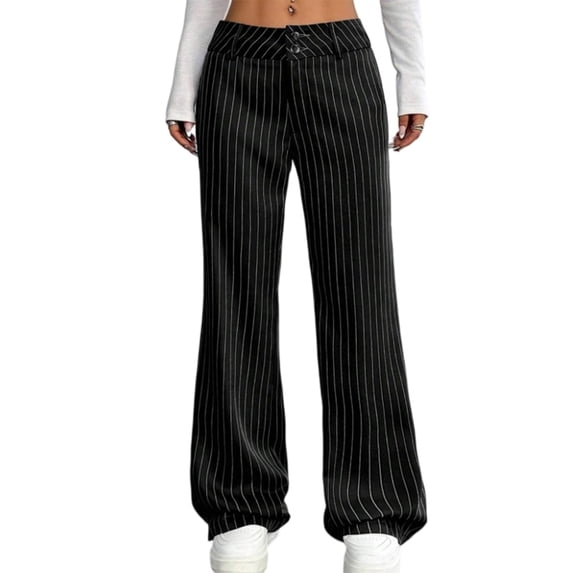 Aellinatey Women's high-waisted wide-leg casual striped pants - Walmart.com