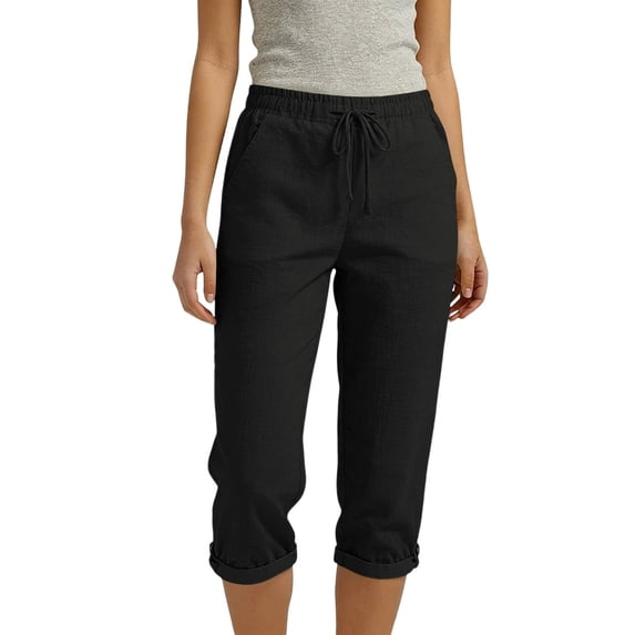 Aellinatey Women's linen pants, pants, vacation pants, elastic waist ...