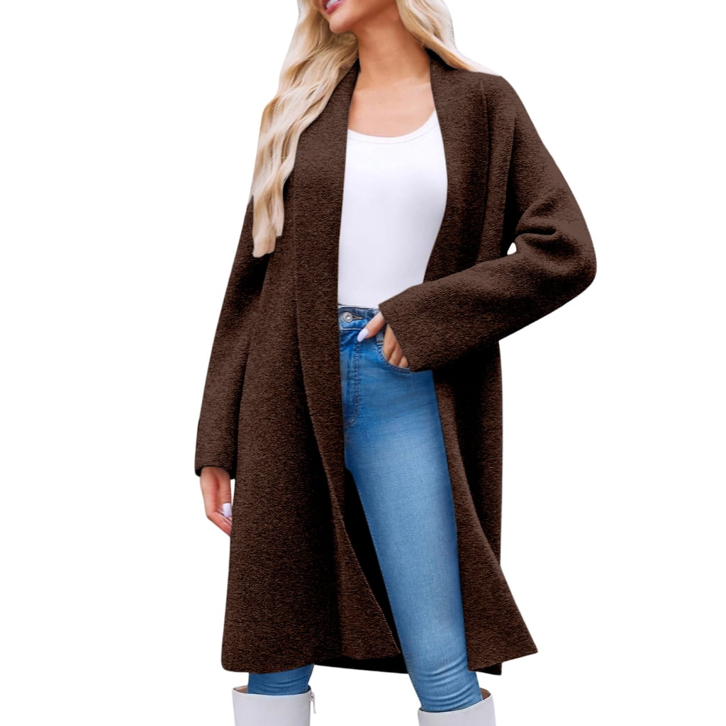 Aellinatey Women's long cardigan cardigan, thick and loose-fitting ...