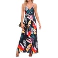 Aellinatey Women's long dress, Bohemian floral print V-neck long dress ...